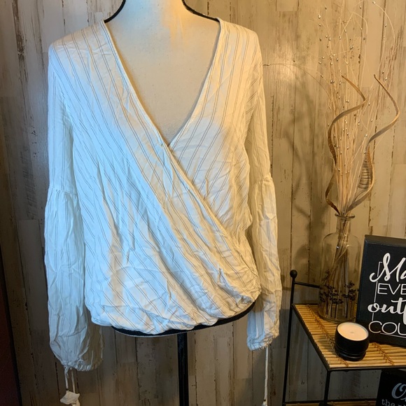 Love Stitch | Tops | Lovestitch Cross Cross Blouse With Ties On Arms Nwt Size L | Poshmark